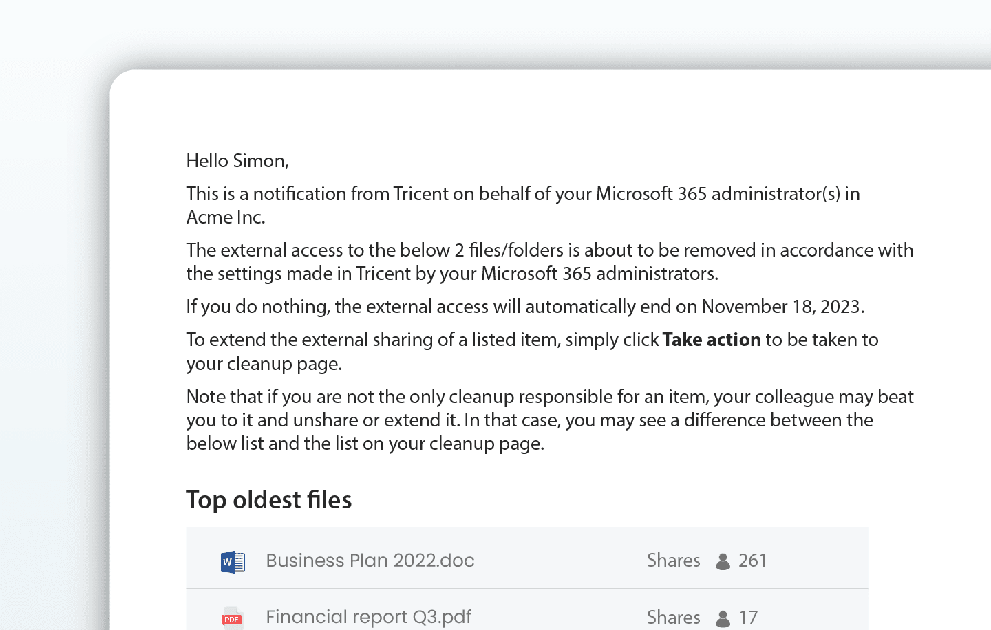 File Sharing Governance with Tricent Compliance Tool