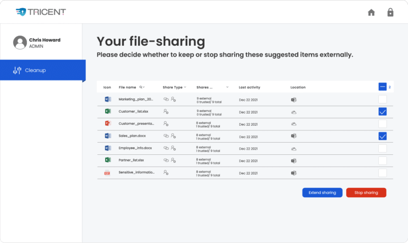 File Sharing Governance with Tricent Compliance Tool